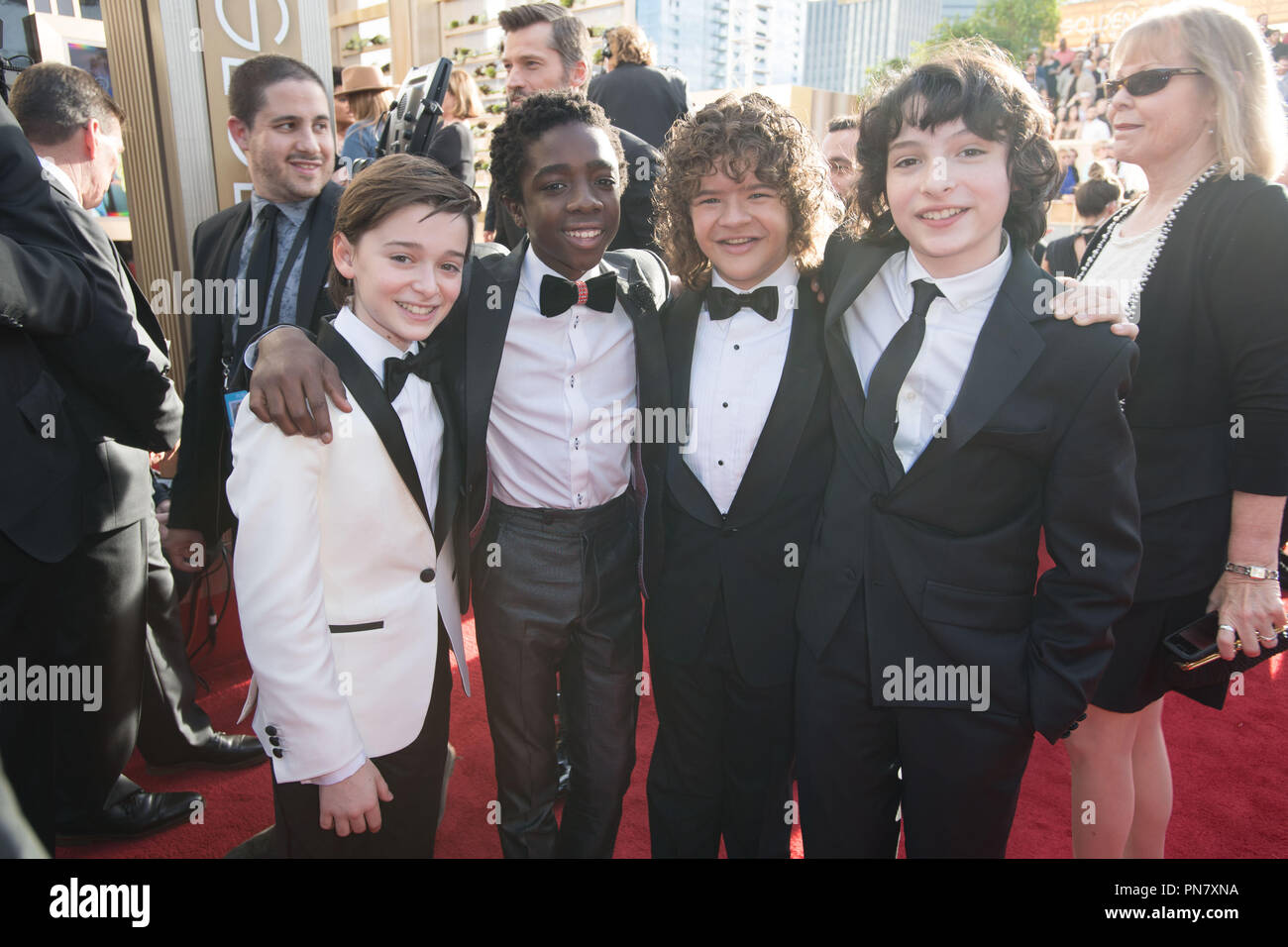 Noah Schnapps, Caleb McLaughlin, Gaten Matarazzo, and Finn Wolfhard attend the 74th Annual ...