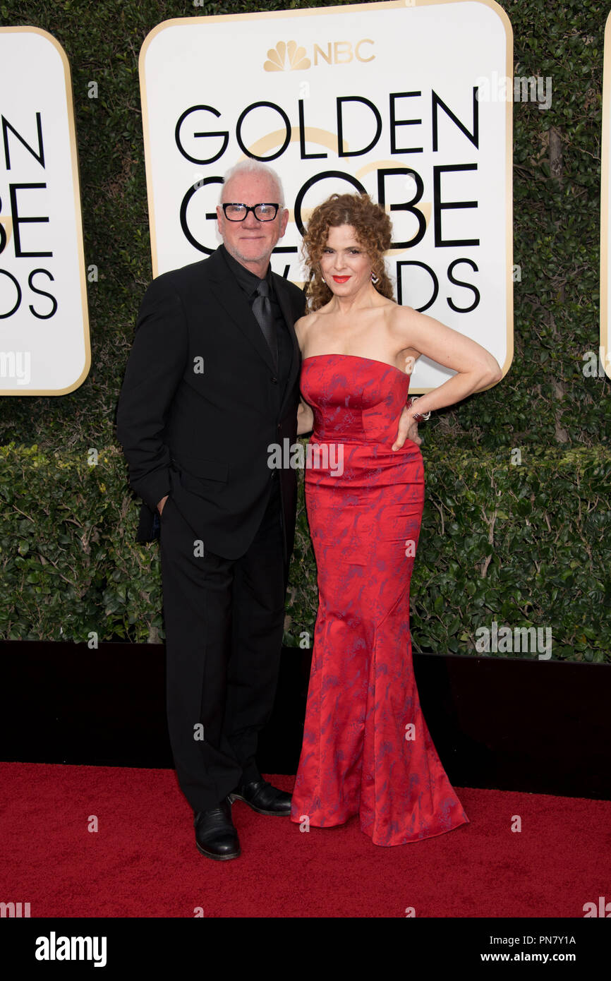 Malcolm McDowell and Bernadette Peters attend the 74th Annual Golden ...