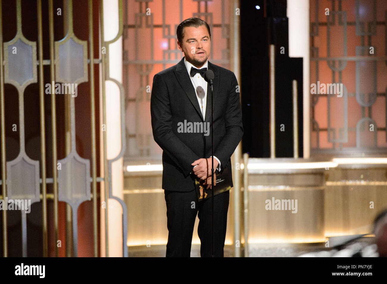 Leonardo DiCaprio presents the Golden Globe for BEST ACTRESS - MOTION PICTURE, DRAMA the 74th ...