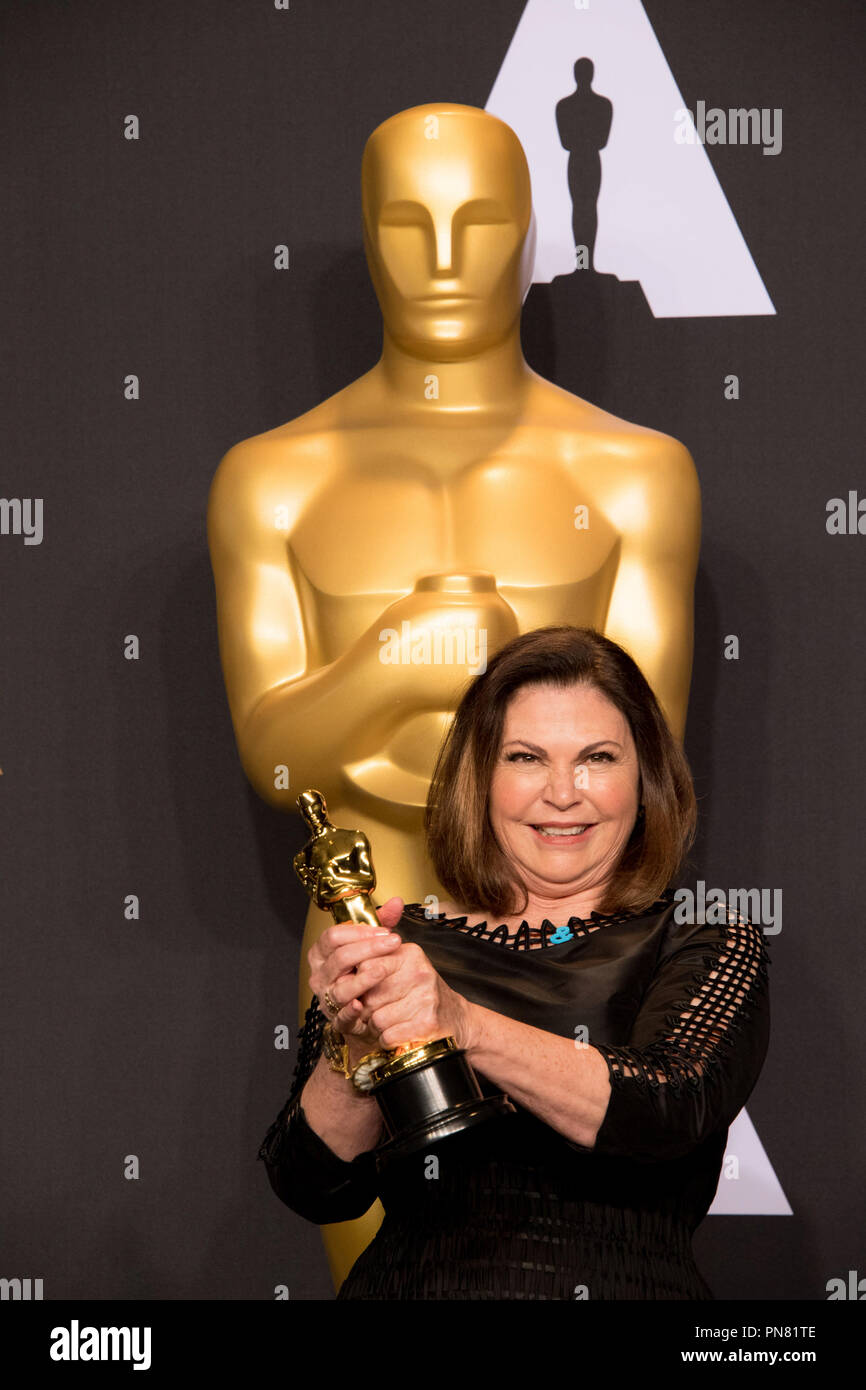 Colleen Atwood poses backstage with the Oscar® for Achievement in ...