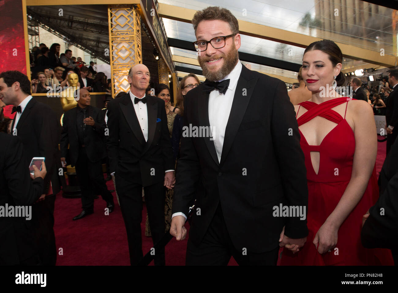 Seth Rogen and Lauren Miller on the red carpet of The 89th Oscars® at ...