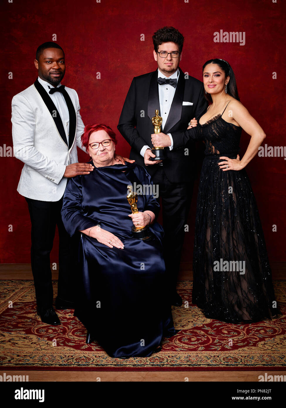 Anna Udvardy and Kristof Deák pose backstage with the Oscar® for Best ...