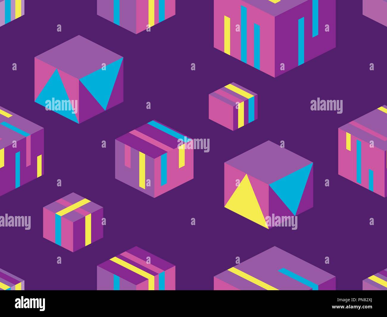 Isometric squares seamless pattern. Geometric elements of memphis style ...