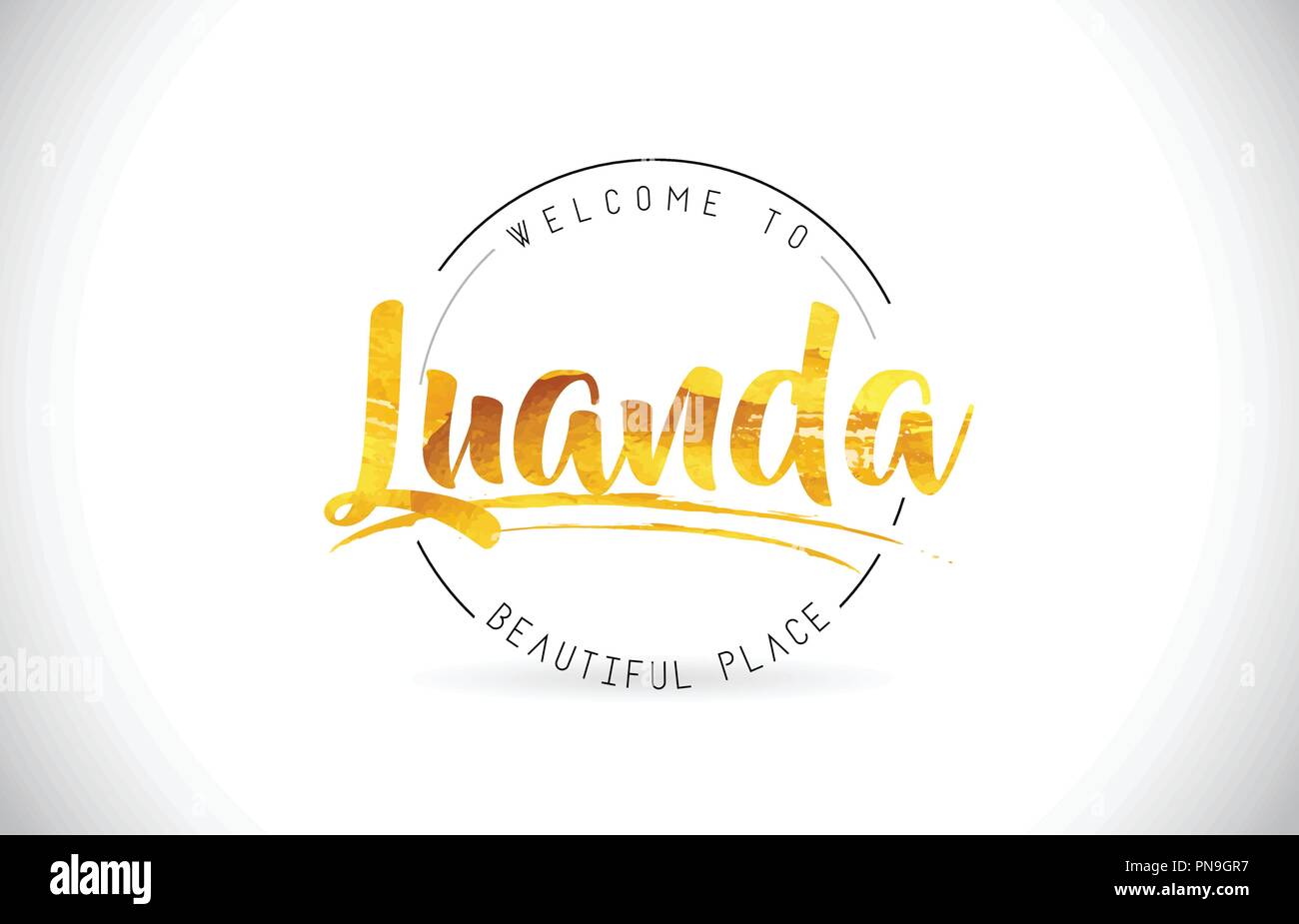 Luanda Welcome To Word Text with Handwritten Font and Golden Texture ...