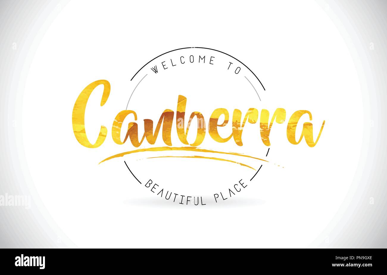 Canberra Welcome To Word Text with Handwritten Font and Golden Texture ...