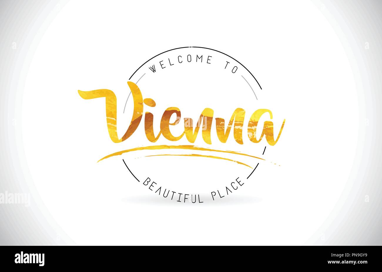 Vienna Welcome To Word Text with Handwritten Font and Golden Texture ...