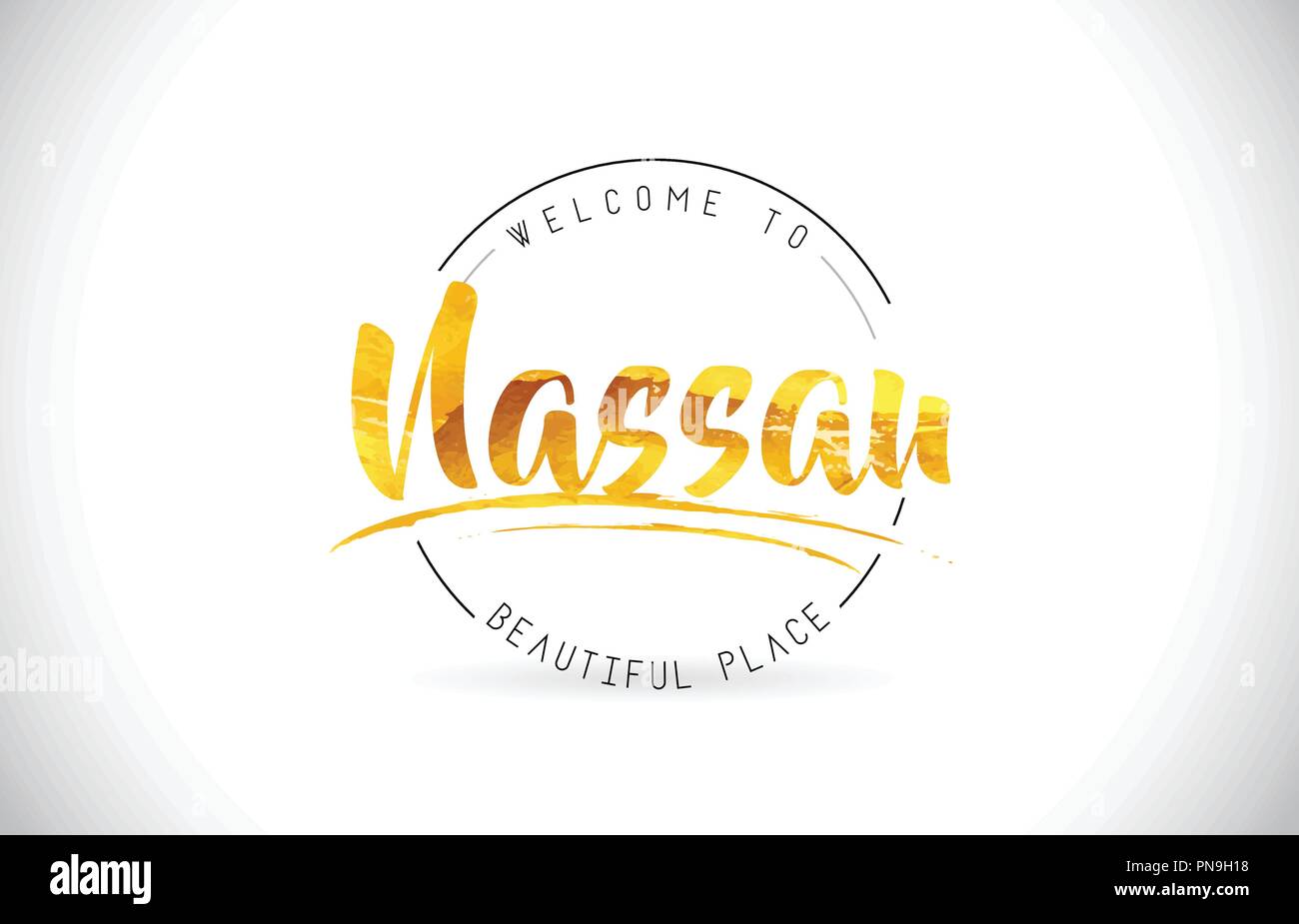 Nassau Welcome To Word Text with Handwritten Font and Golden Texture ...