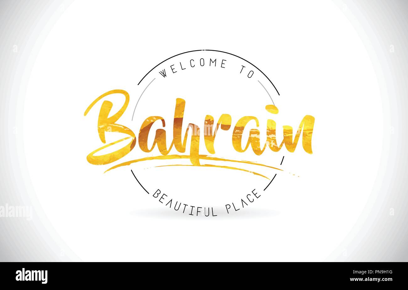 Bahrain Welcome To Word Text with Handwritten Font and Golden Texture ...