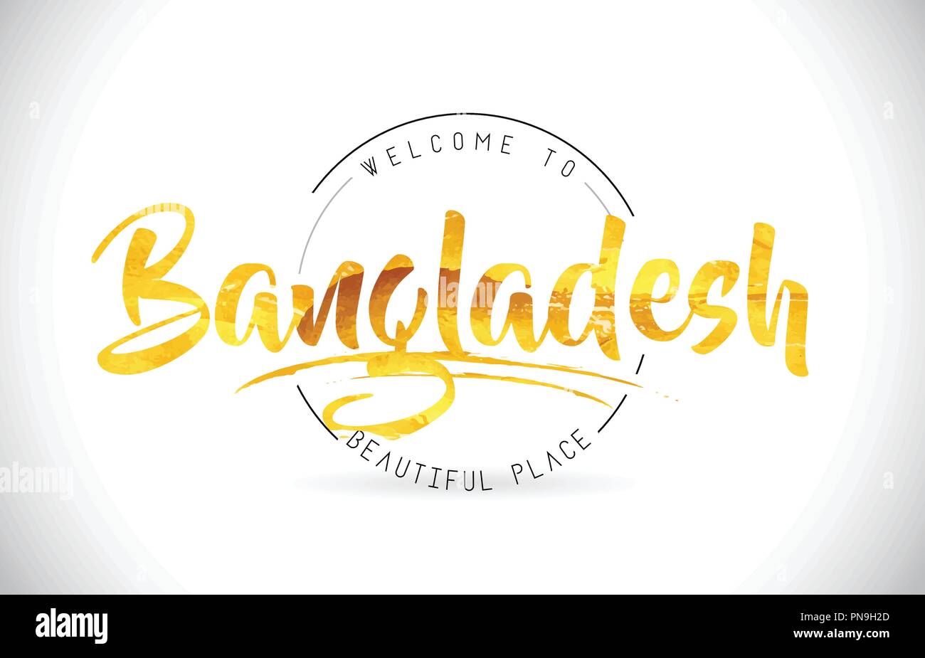 Bangladesh Welcome To Word Text with Handwritten Font and Golden ...