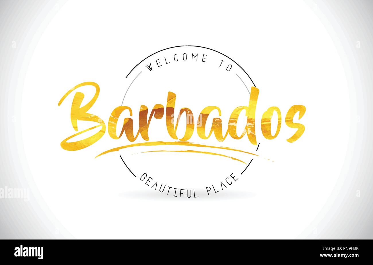 Barbados Welcome To Word Text with Handwritten Font and Golden Texture ...