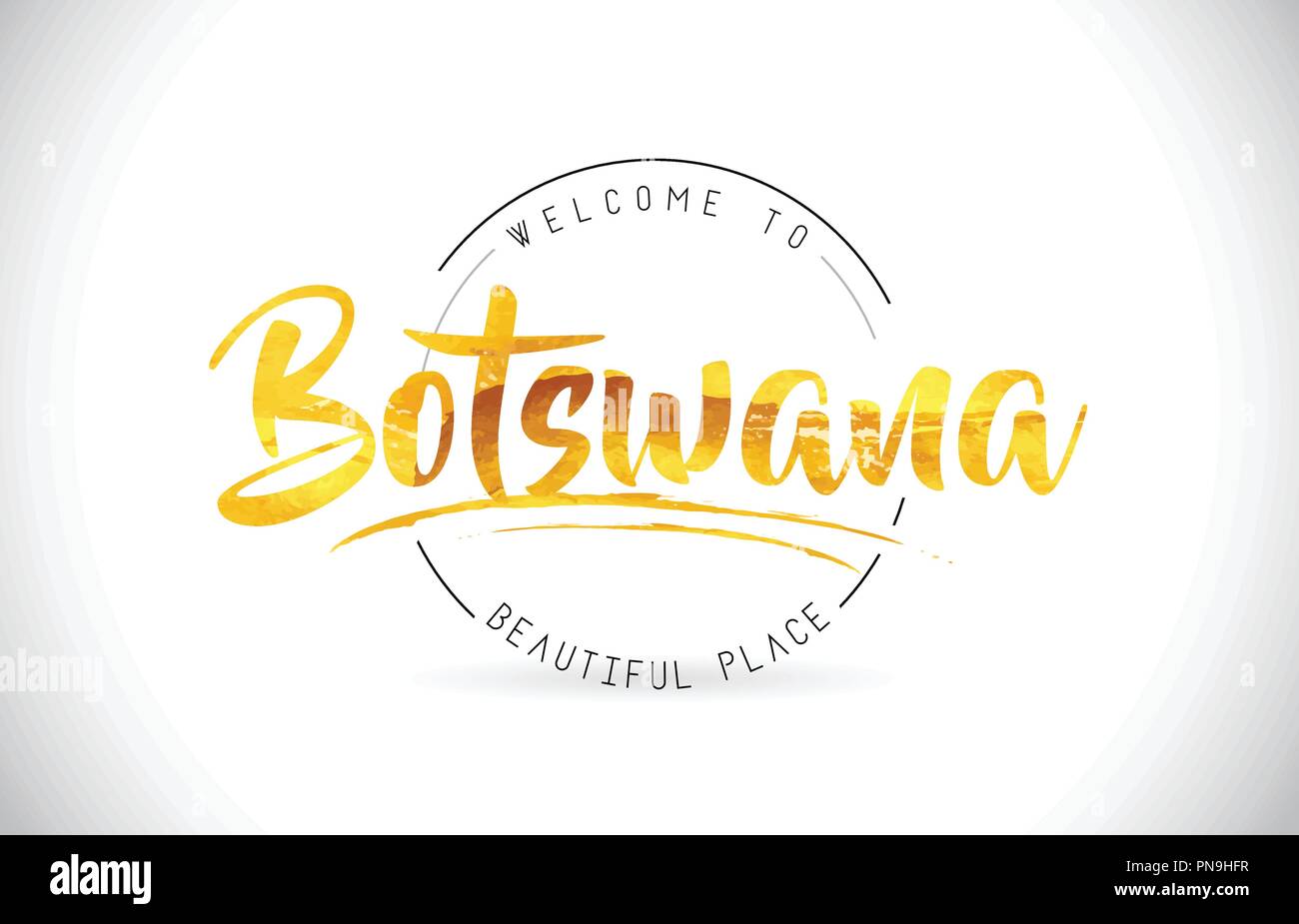 Botswana Welcome To Word Text with Handwritten Font and Golden Texture ...