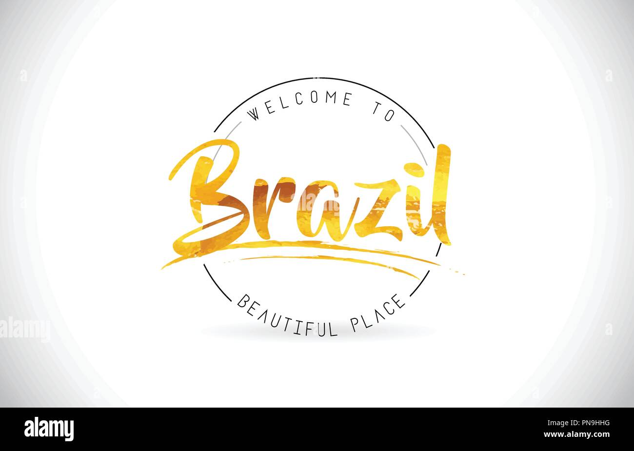 Brazil Welcome To Word Text with Handwritten Font and Golden Texture ...