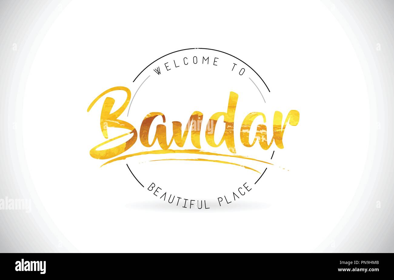 Bandar Welcome To Word Text with Handwritten Font and Golden Texture ...