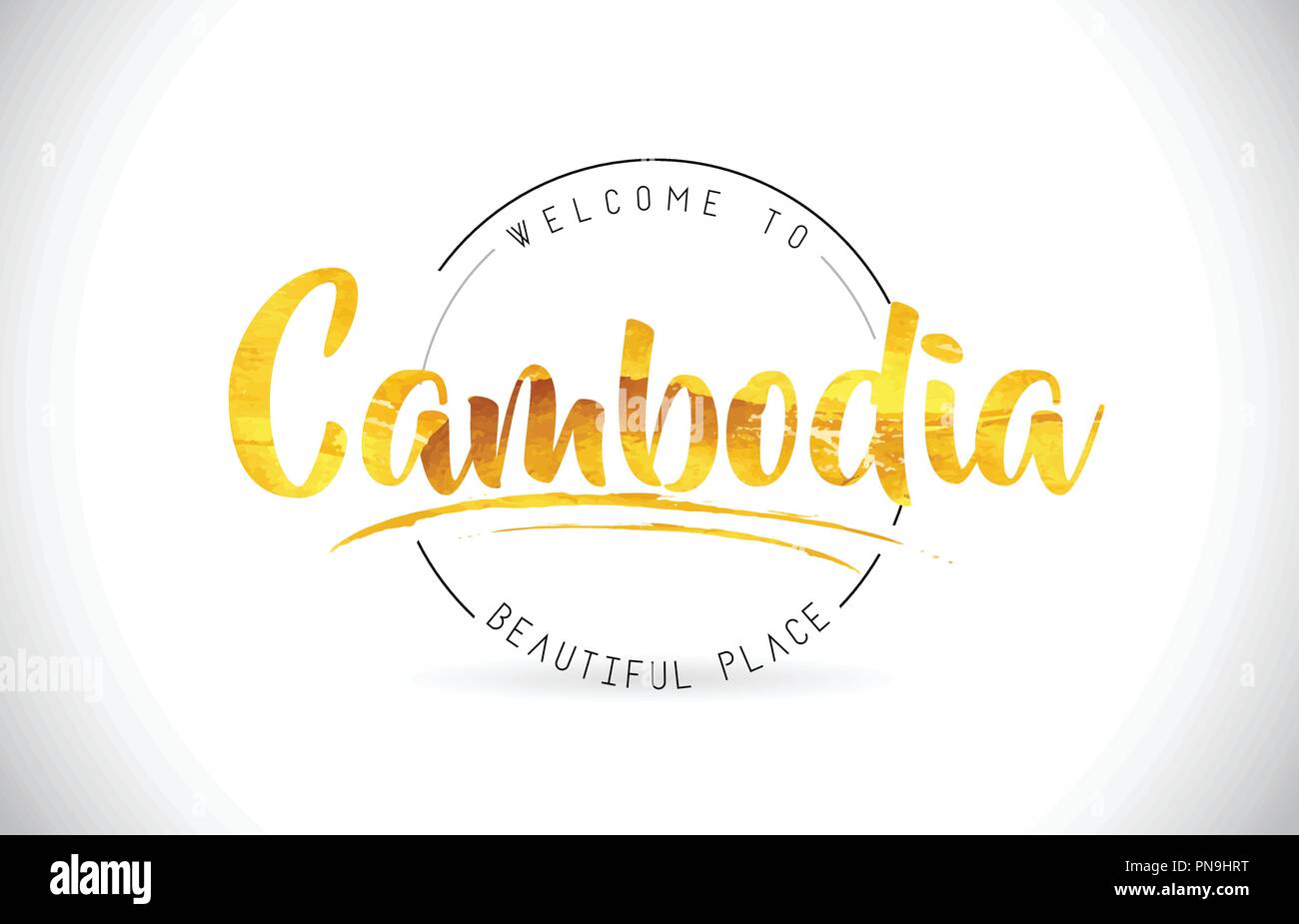 Cambodia Welcome To Word Text with Handwritten Font and Golden Texture ...