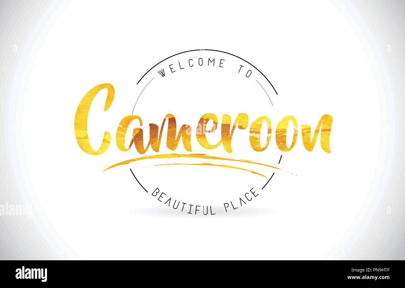 Cameroon Welcome To Word Text with Handwritten Font and Golden Texture ...