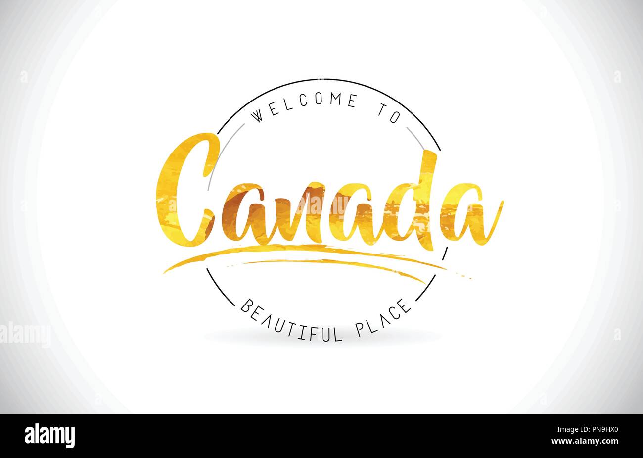 Canada Welcome To Word Text with Handwritten Font and Golden Texture ...