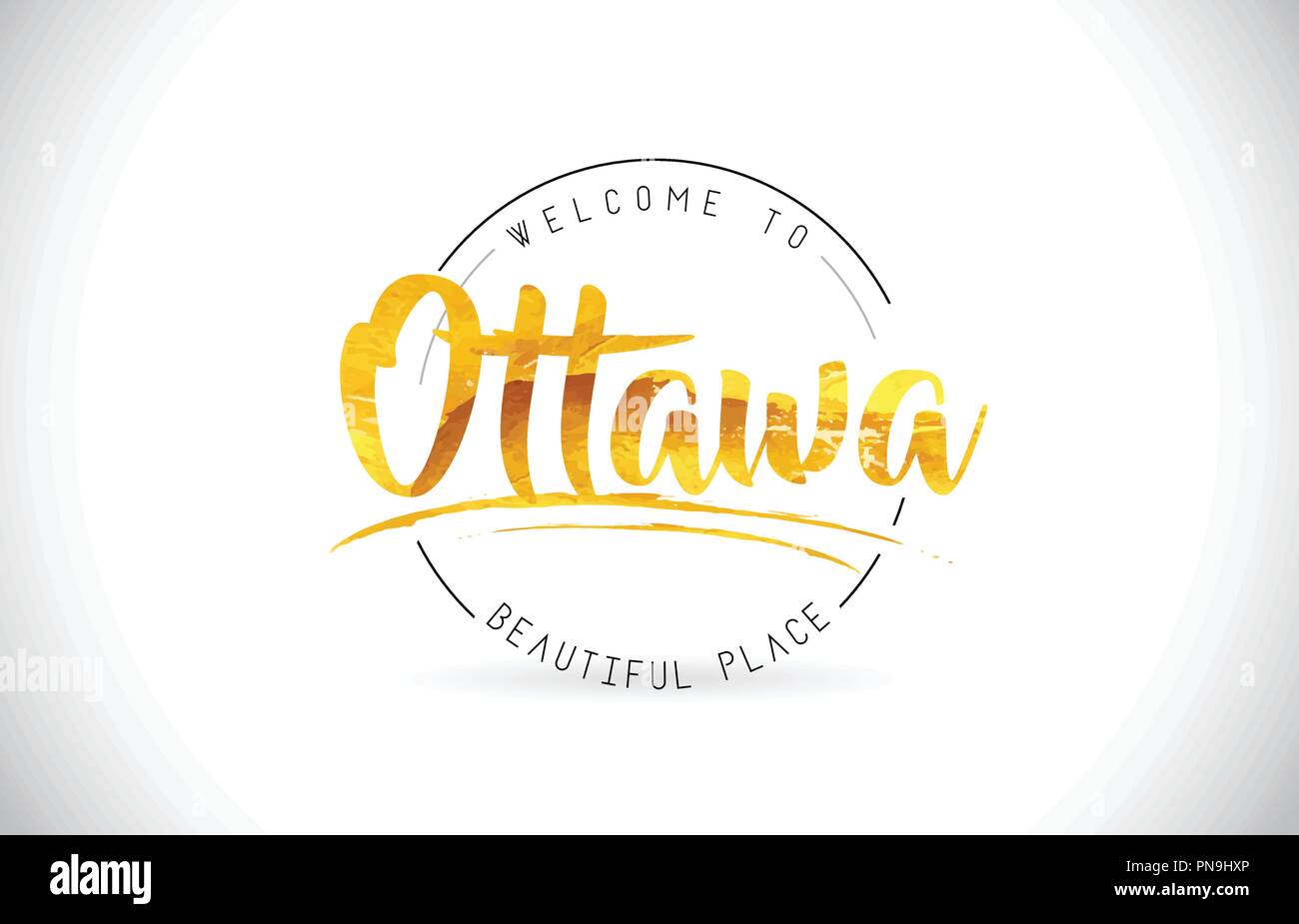 Ottawa Welcome To Word Text with Handwritten Font and Golden Texture ...