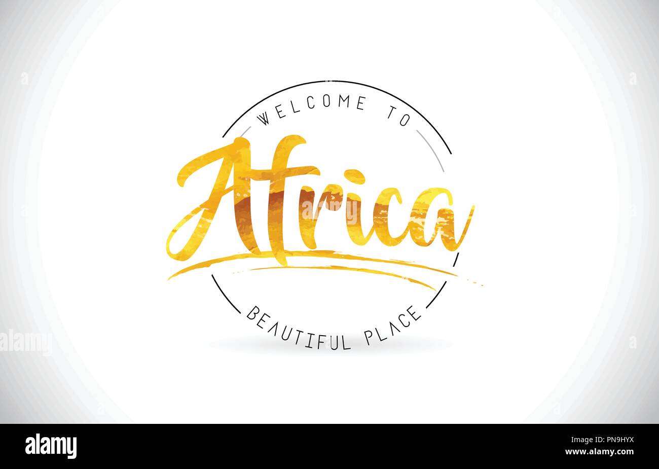 Africa Welcome To Word Text with Handwritten Font and Golden Texture ...