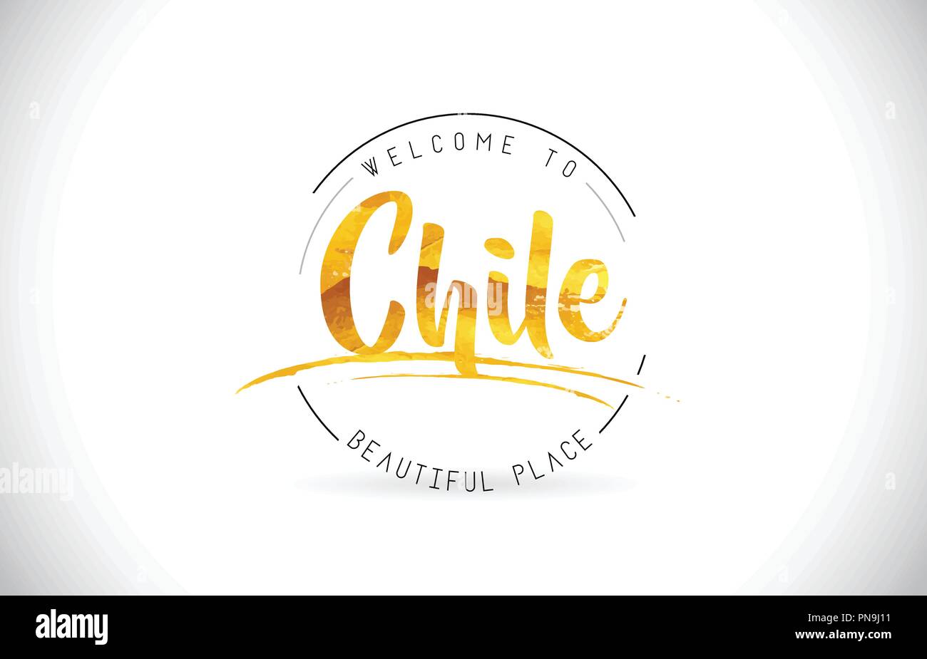 Chile Welcome To Word Text with Handwritten Font and Golden Texture ...
