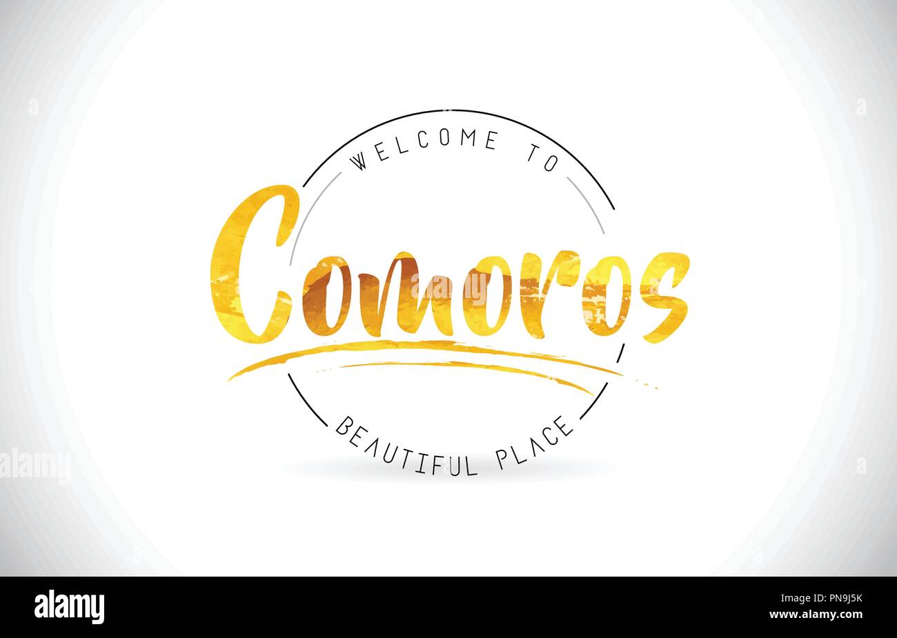Comoros Welcome To Word Text with Handwritten Font and Golden Texture ...