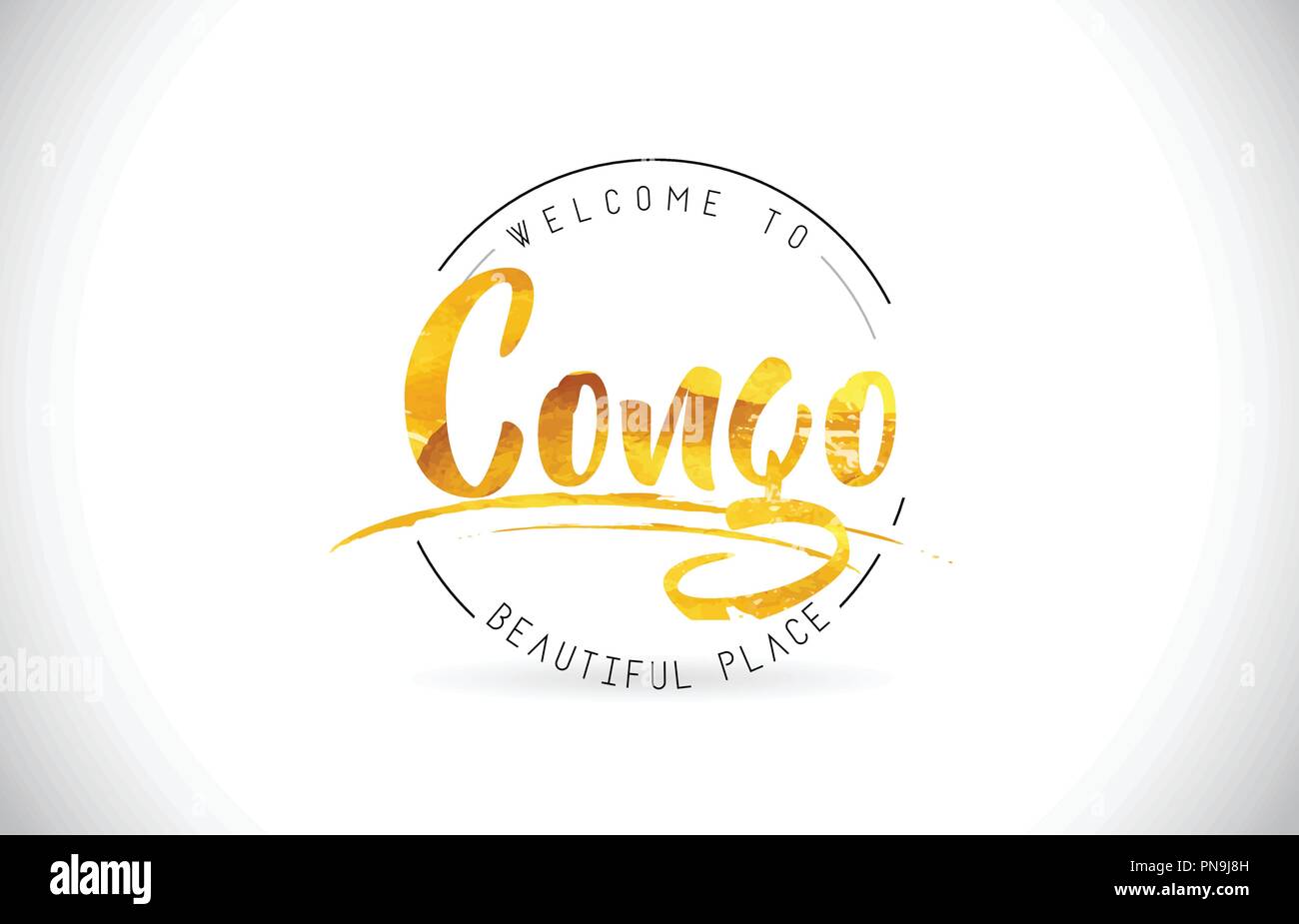 Congo Welcome To Word Text with Handwritten Font and Golden Texture ...