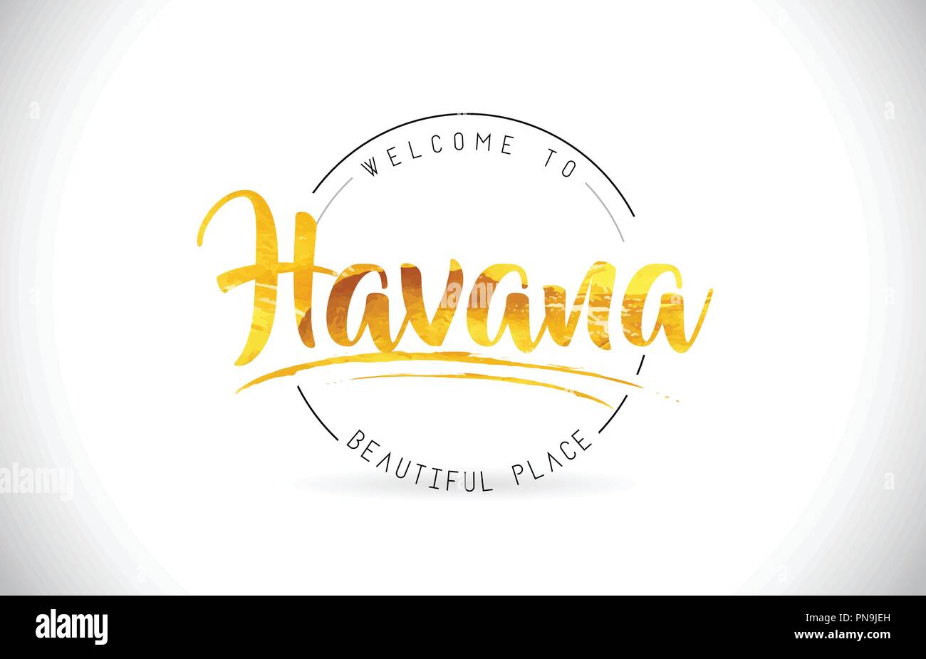 Havana Welcome To Word Text with Handwritten Font and Golden Texture ...