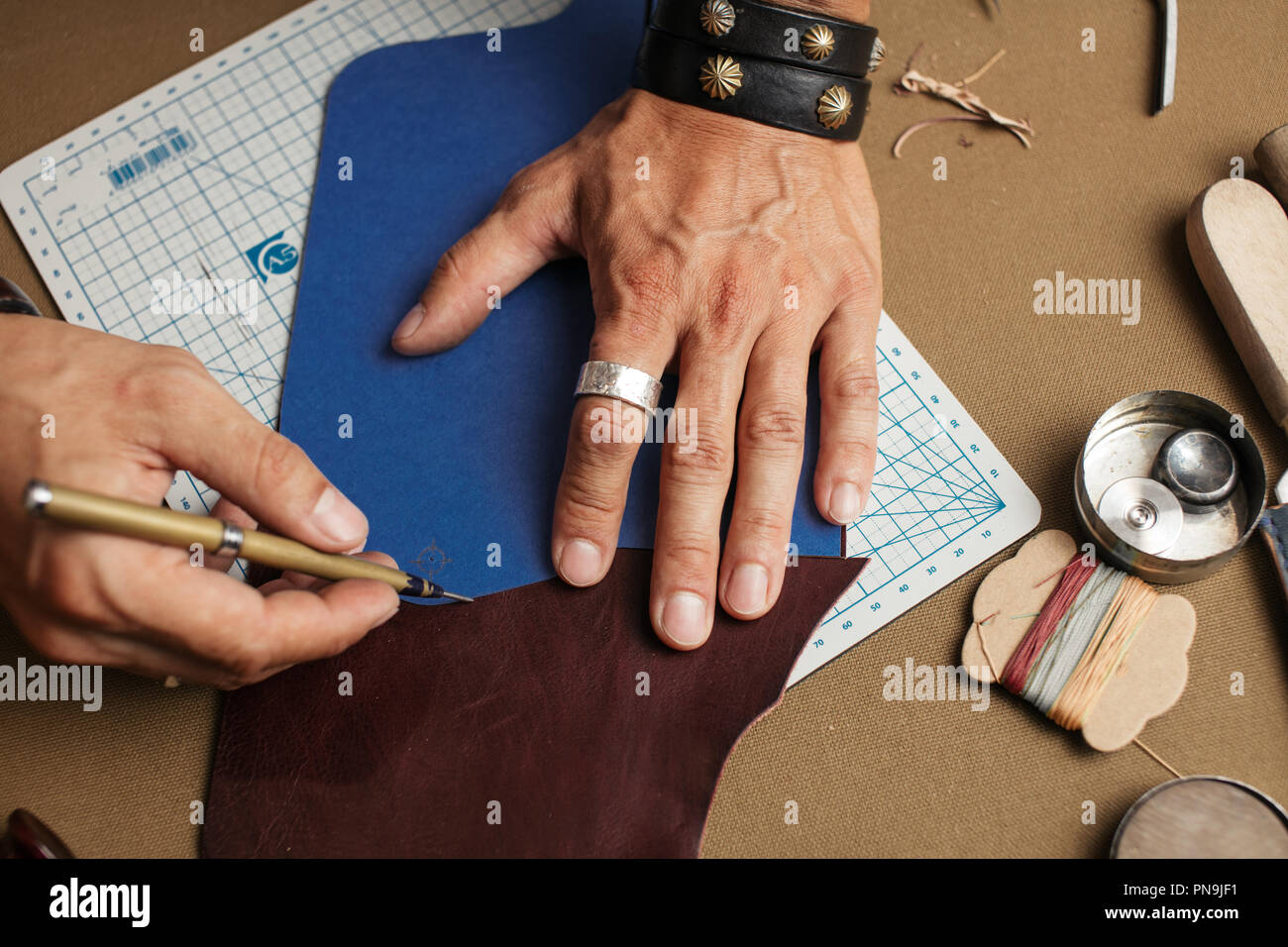 Old fashioned leather tanning process hi-res stock photography and ...