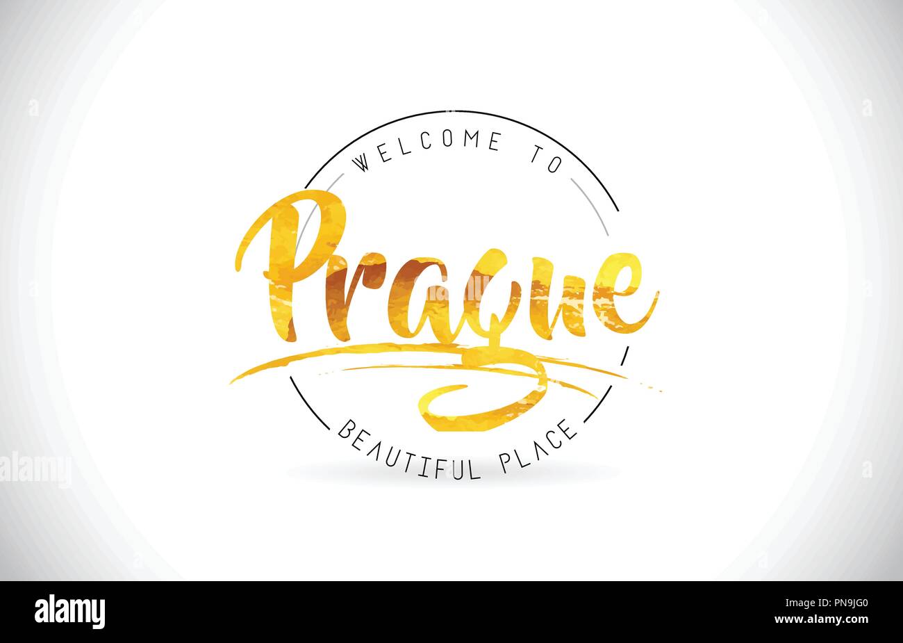 Prague Welcome To Word Text with Handwritten Font and Golden Texture ...