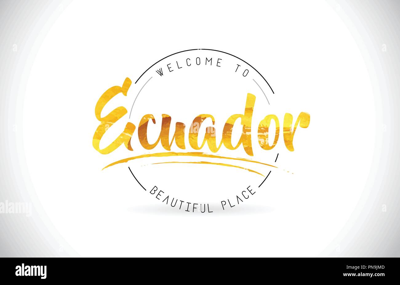 Ecuador Welcome To Word Text with Handwritten Font and Golden Texture ...