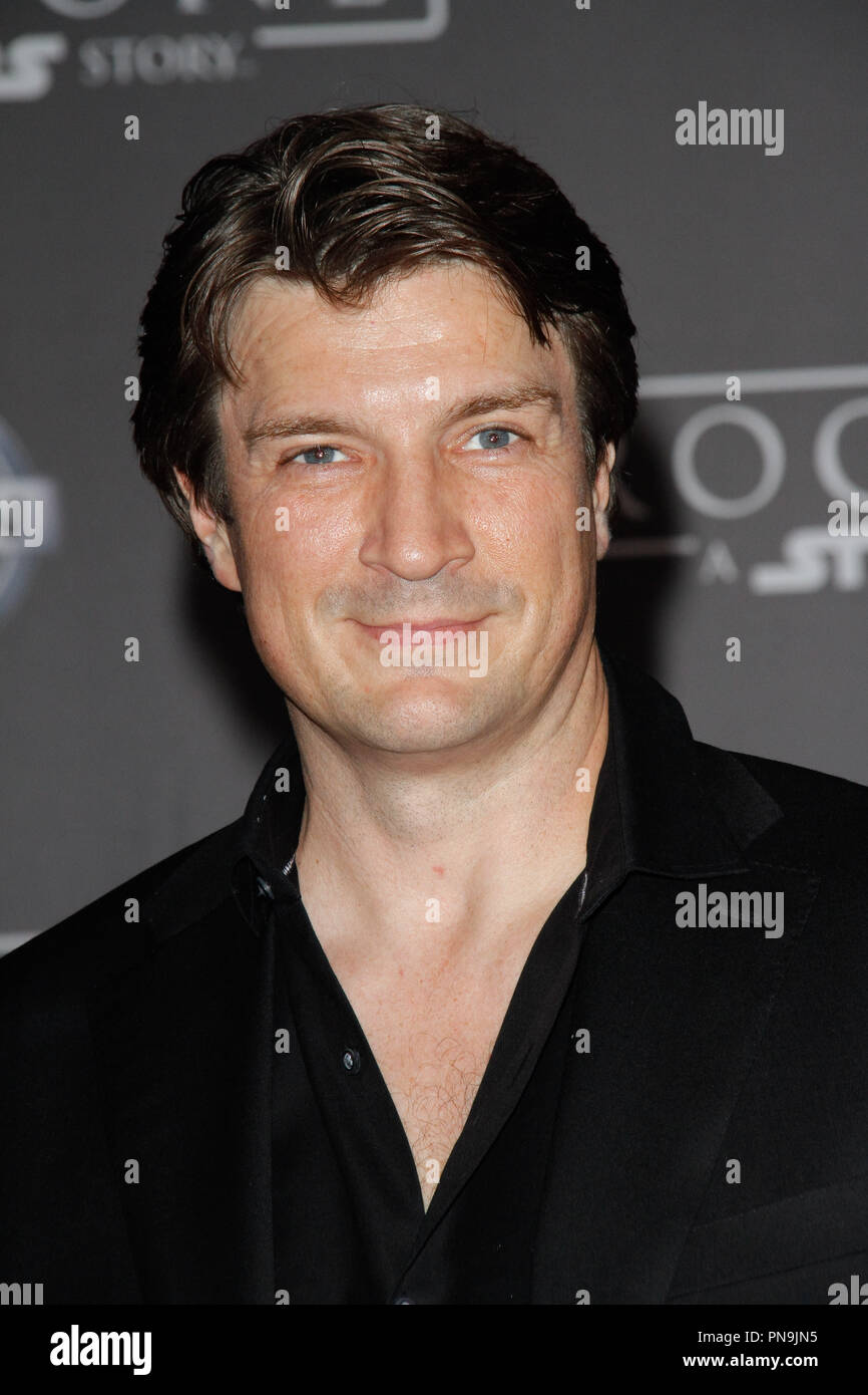 Nathan Fillion at the world premiere of "Rogue One: A Star Wars Story ...
