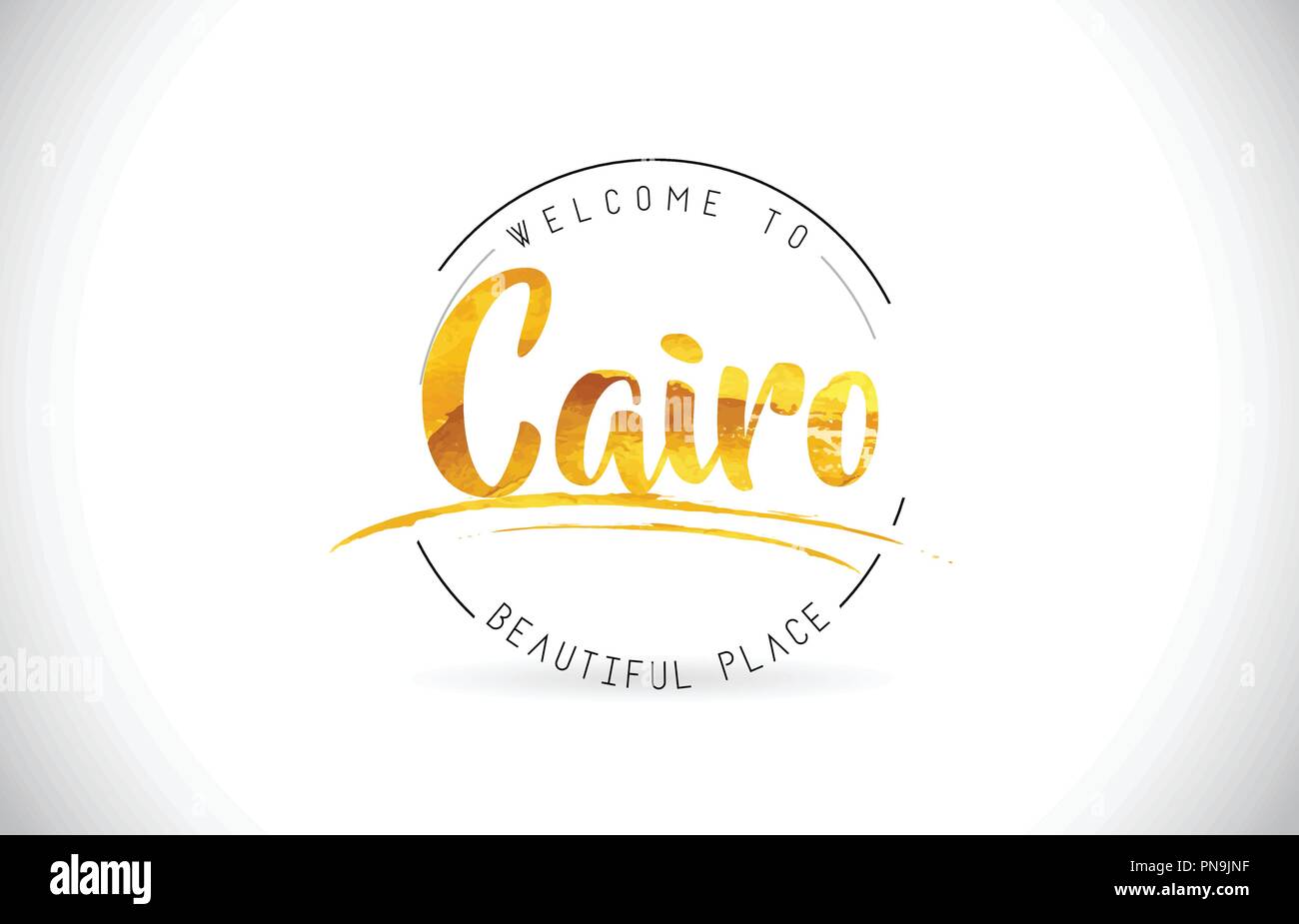 Cairo Welcome To Word Text with Handwritten Font and Golden Texture ...