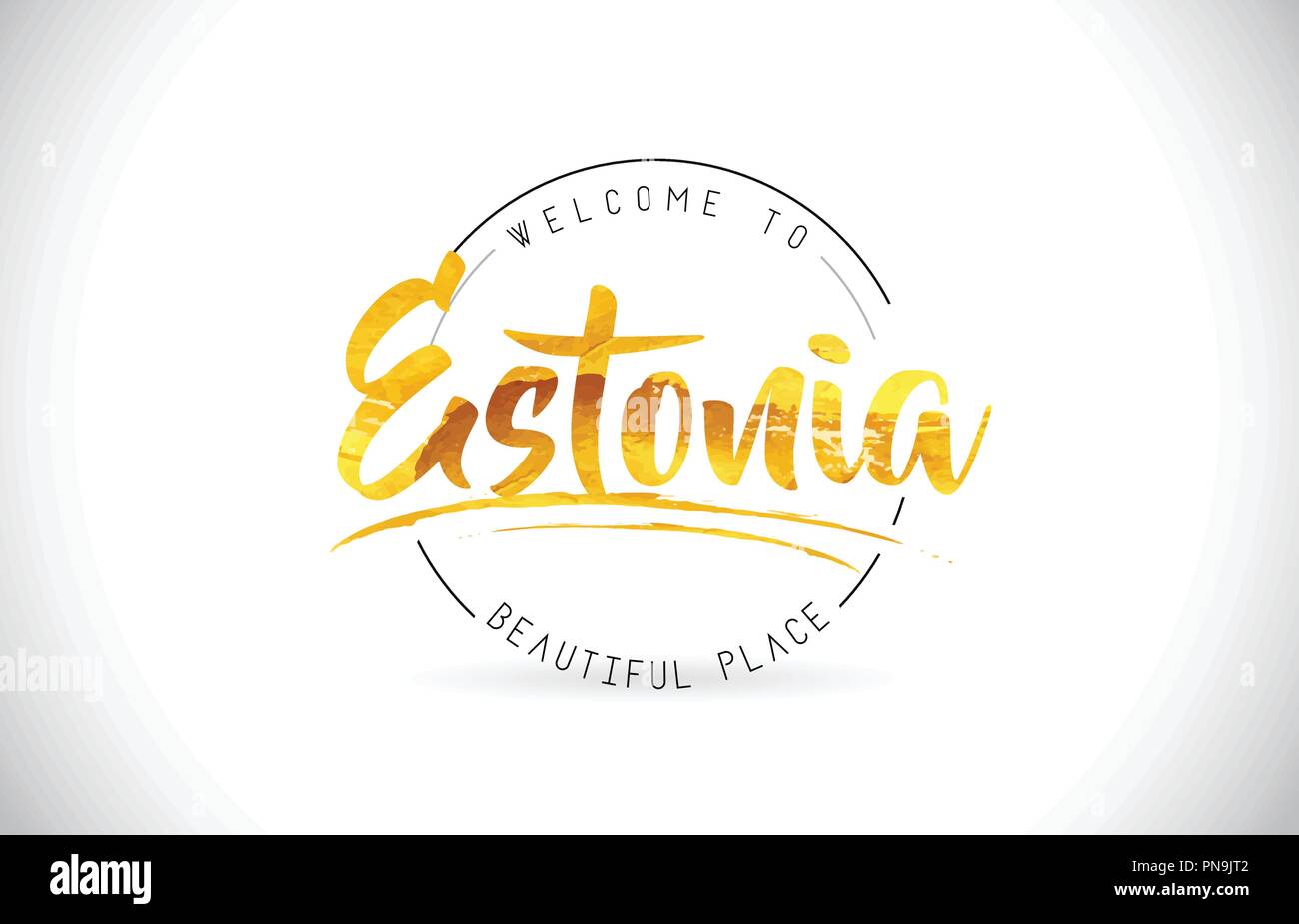 Estonia Welcome To Word Text with Handwritten Font and Golden Texture ...