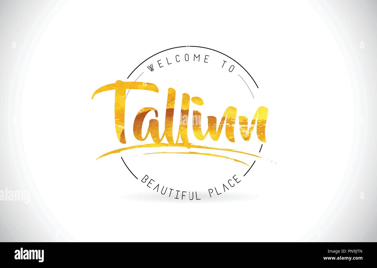 Tallinn Welcome To Word Text with Handwritten Font and Golden Texture ...
