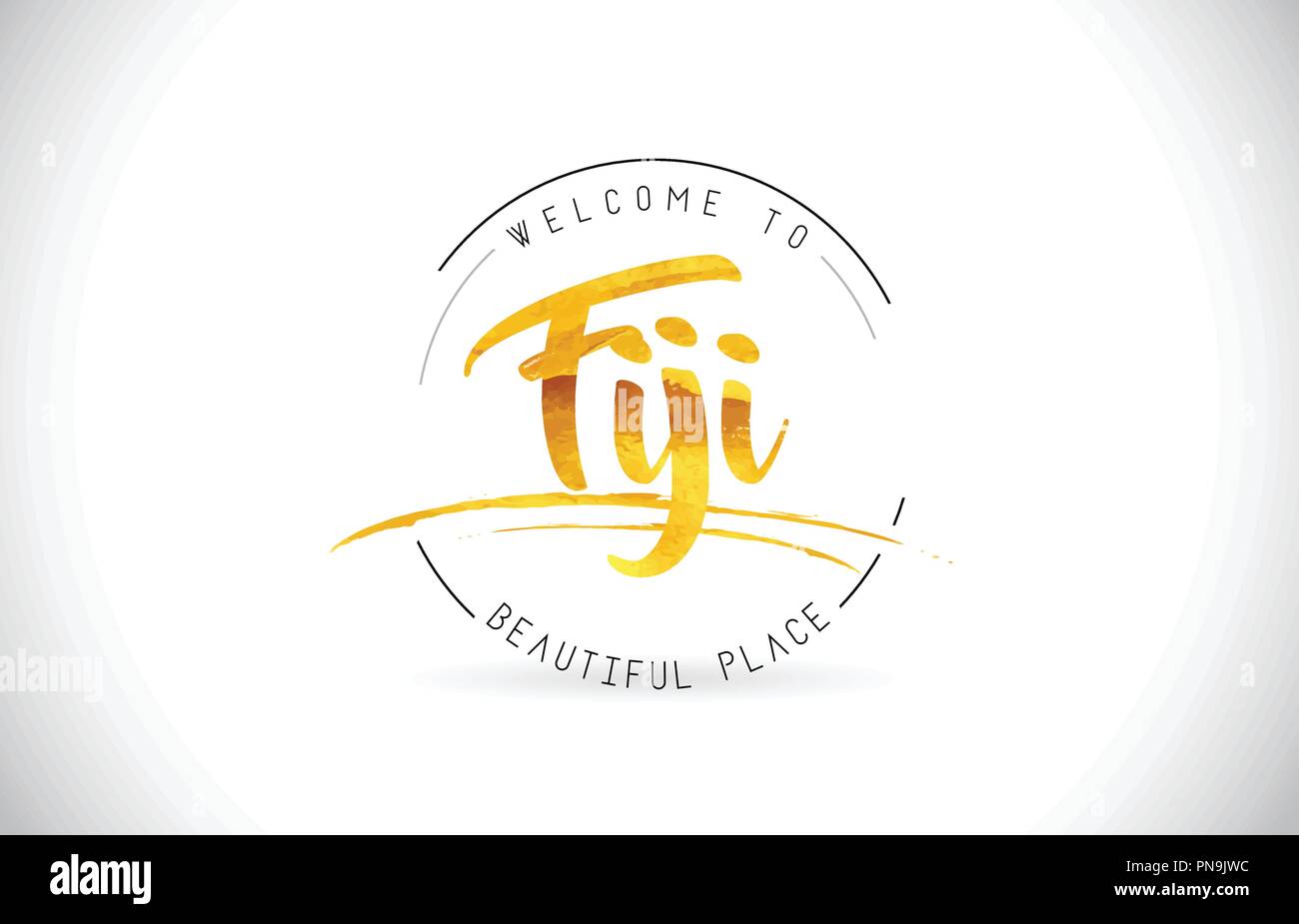Fiji Welcome To Word Text with Handwritten Font and Golden Texture ...