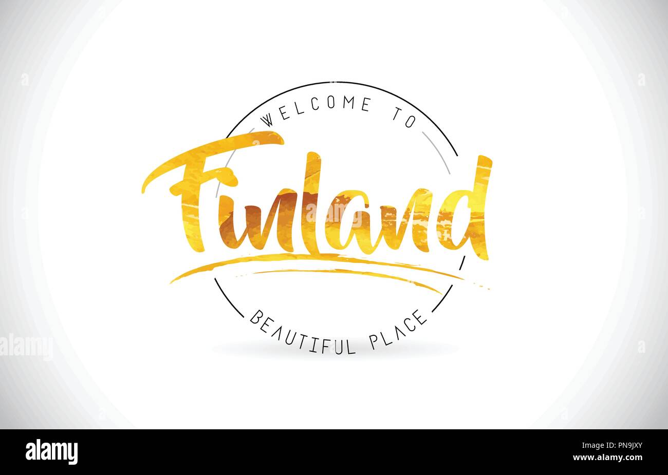 Finland Welcome To Word Text with Handwritten Font and Golden Texture ...