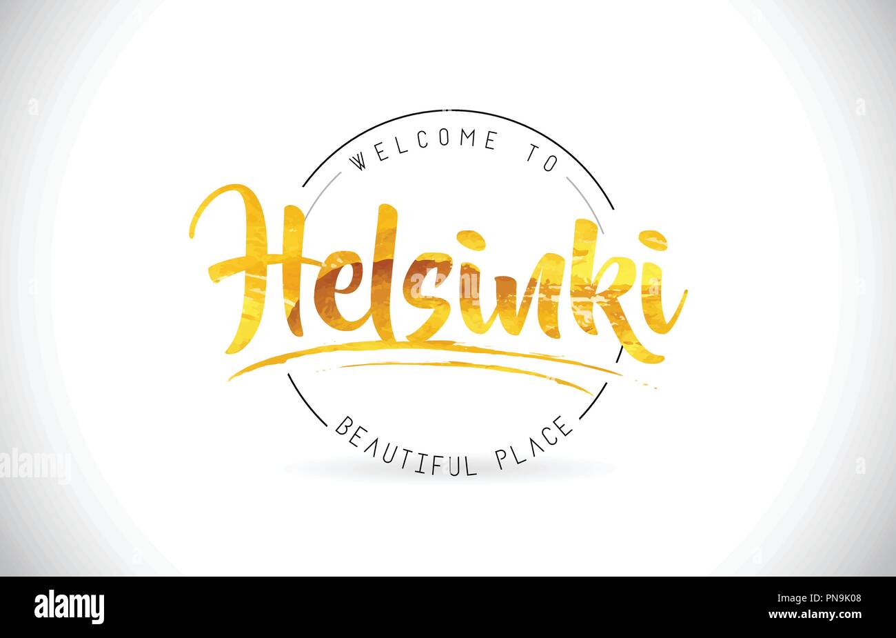 Helsinki Welcome To Word Text with Handwritten Font and Golden Texture ...