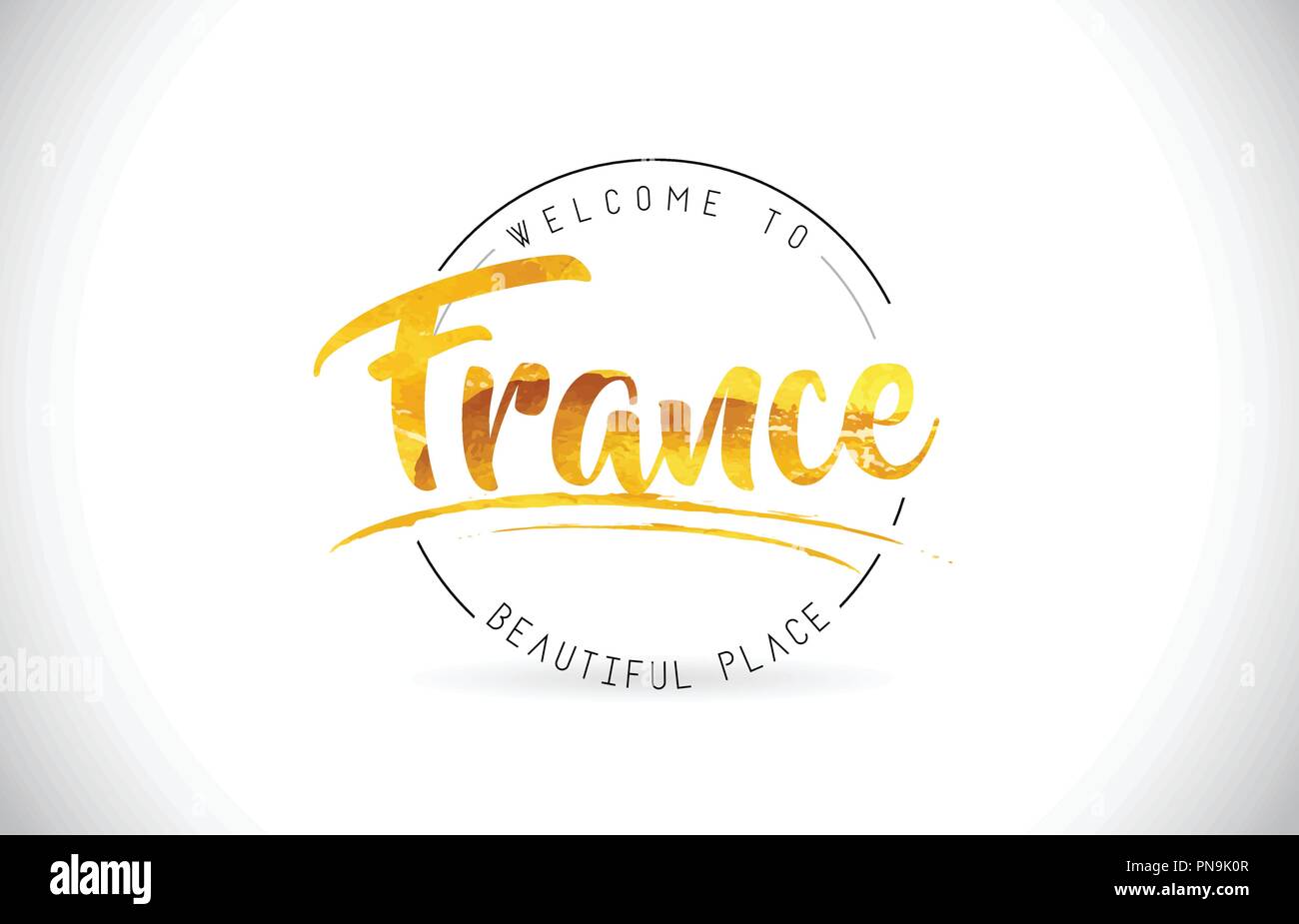 France Welcome To Word Text with Handwritten Font and Golden Texture ...