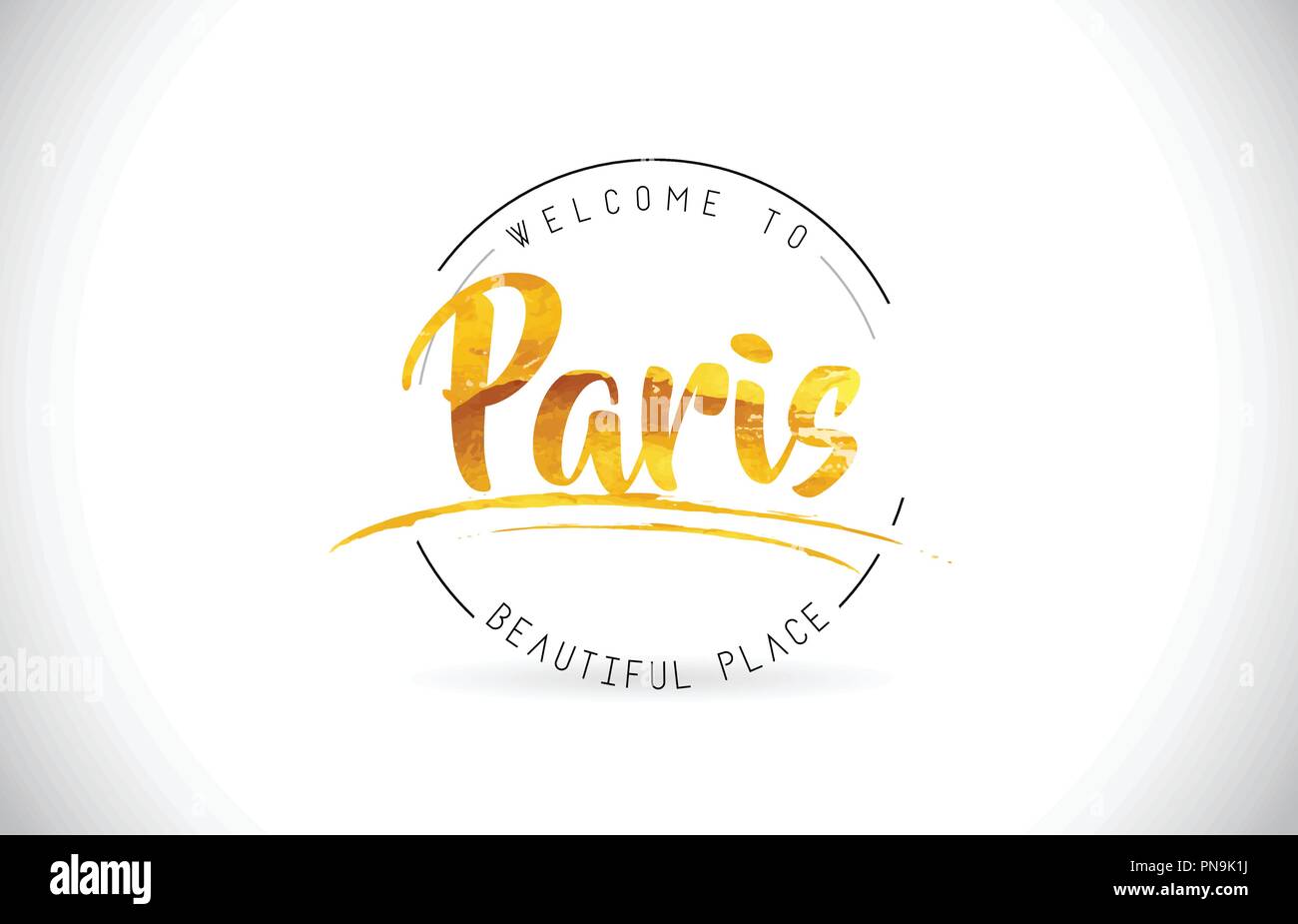 Paris Welcome To Word Text with Handwritten Font and Golden Texture ...
