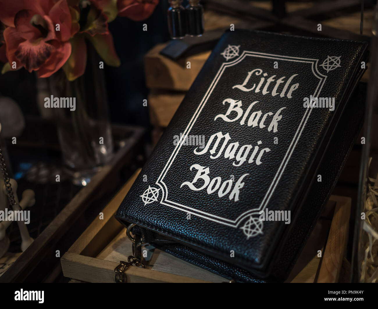 SEPTEMBER 15, 2018 : Bangkok, Thailand : Black magic book decoration on ...