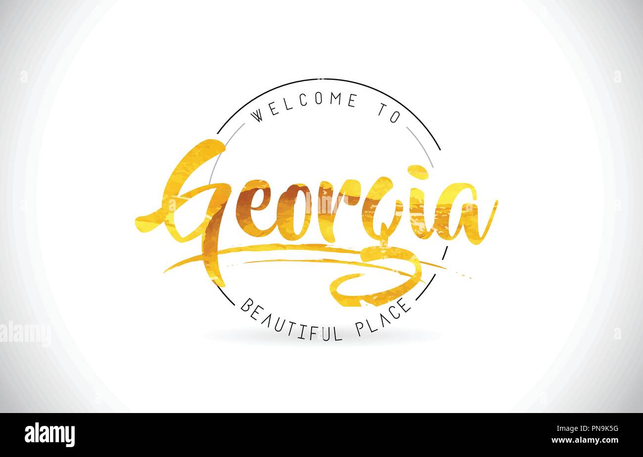 Georgia Welcome To Word Text with Handwritten Font and Golden Texture ...