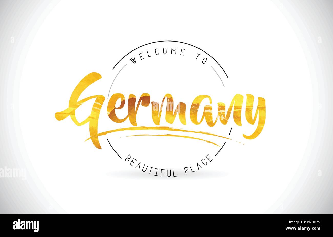 Germany Welcome To Word Text with Handwritten Font and Golden Texture ...