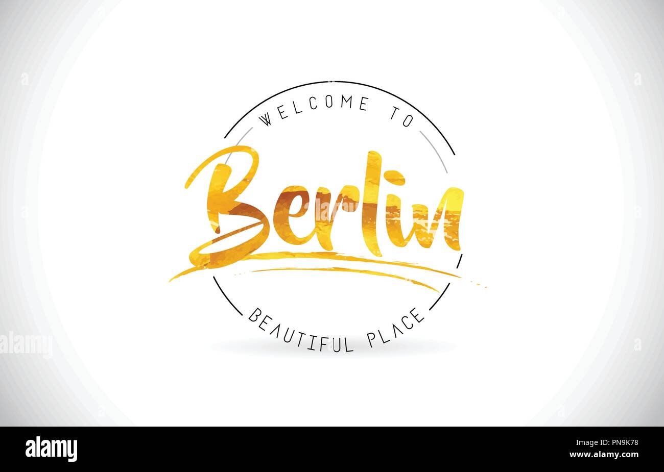 Berlin Welcome To Word Text with Handwritten Font and Golden Texture ...