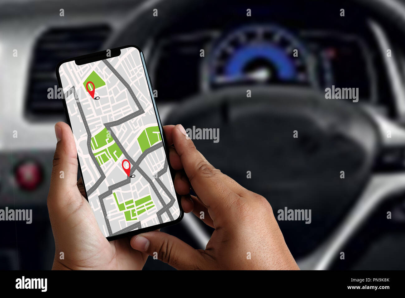 GPS Map to Route Destination network connection Location Street Map ...