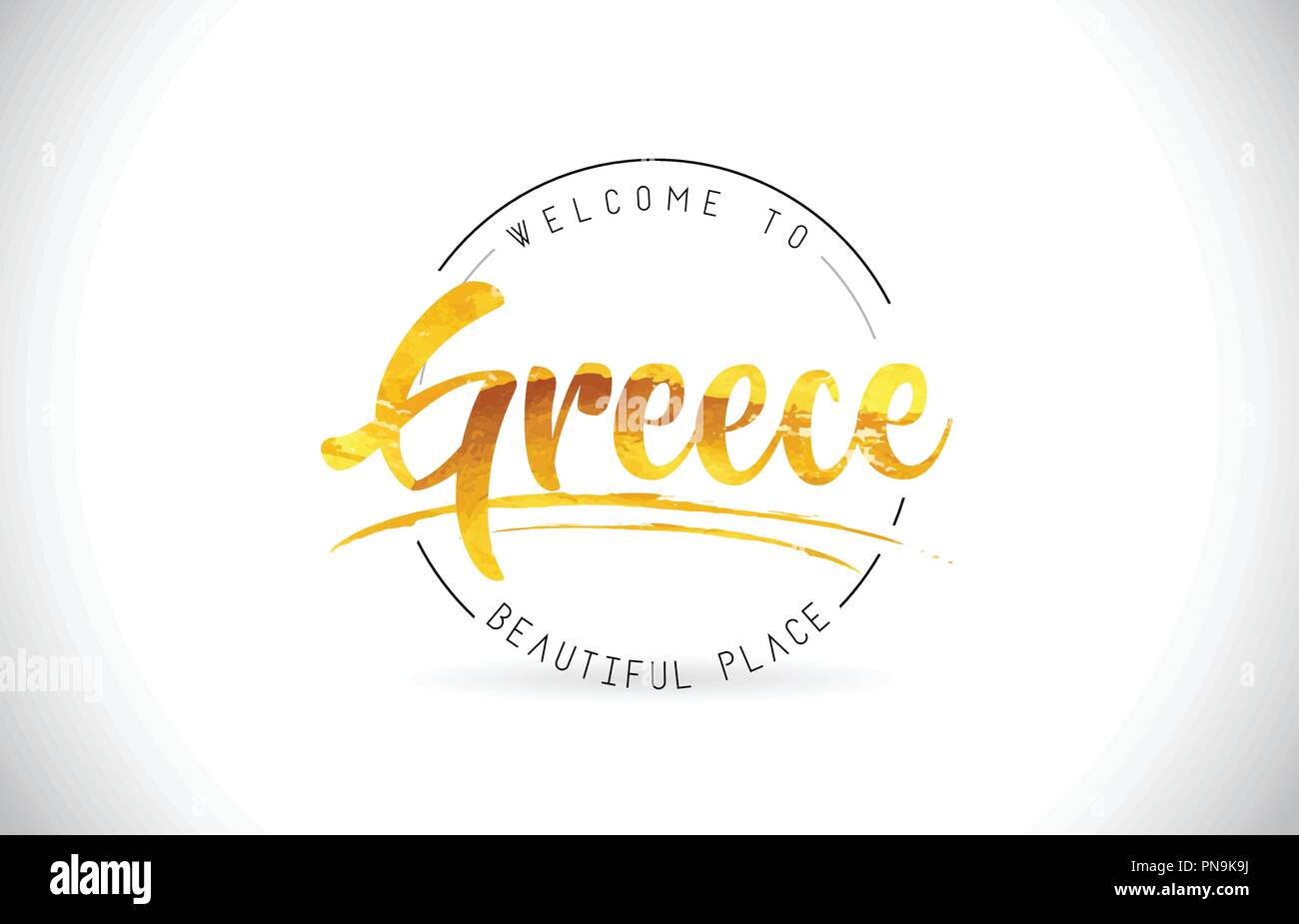 Greece Welcome To Word Text with Handwritten Font and Golden Texture ...