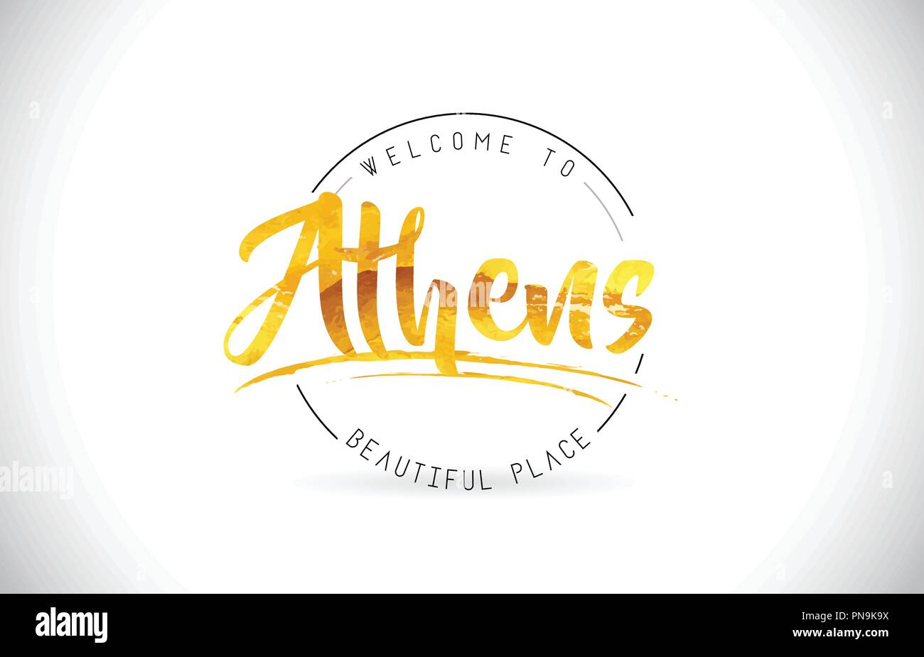 Athens Welcome To Word Text with Handwritten Font and Golden Texture ...