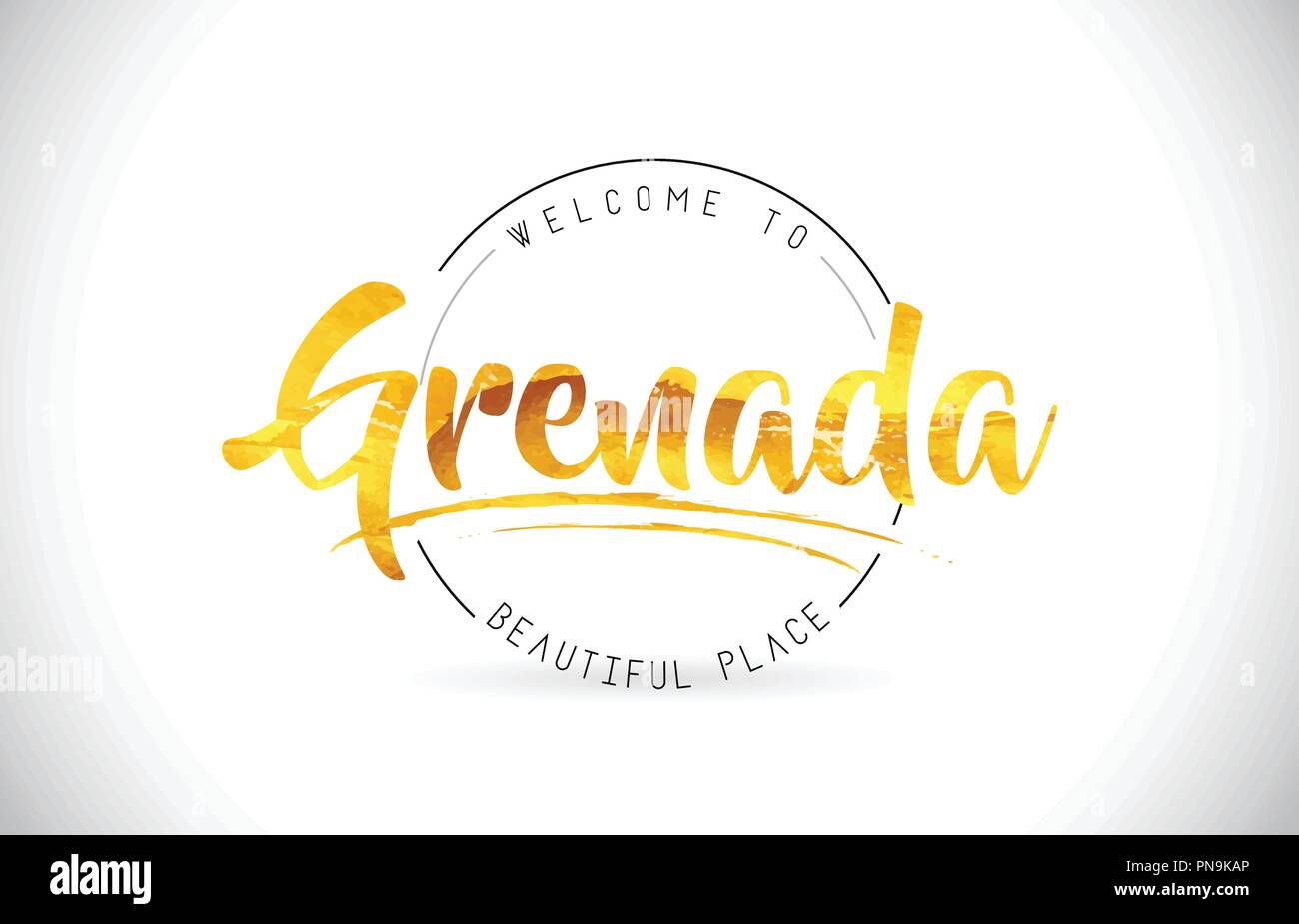 Grenada Welcome To Word Text with Handwritten Font and Golden Texture ...
