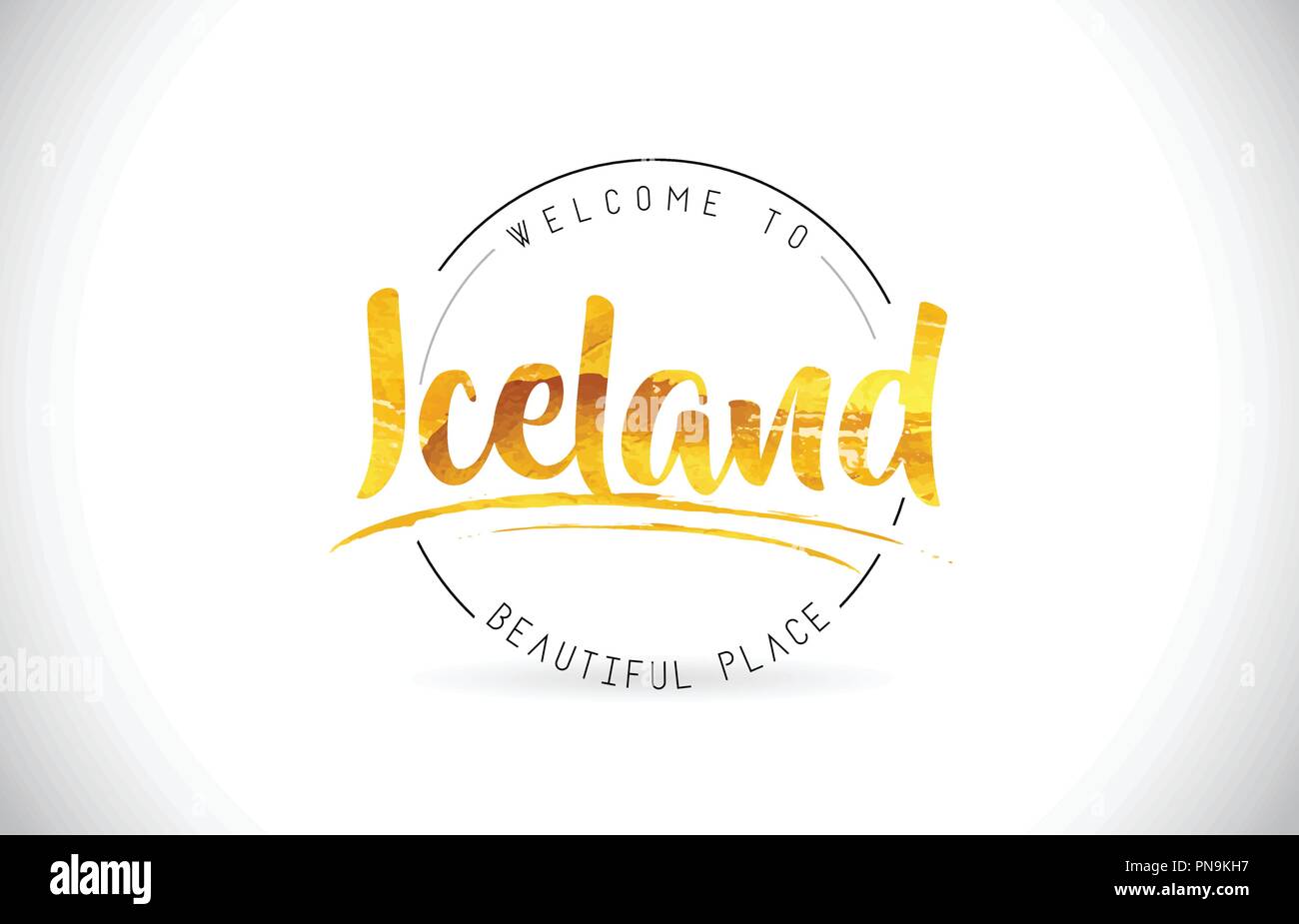 Iceland Welcome To Word Text with Handwritten Font and Golden Texture ...