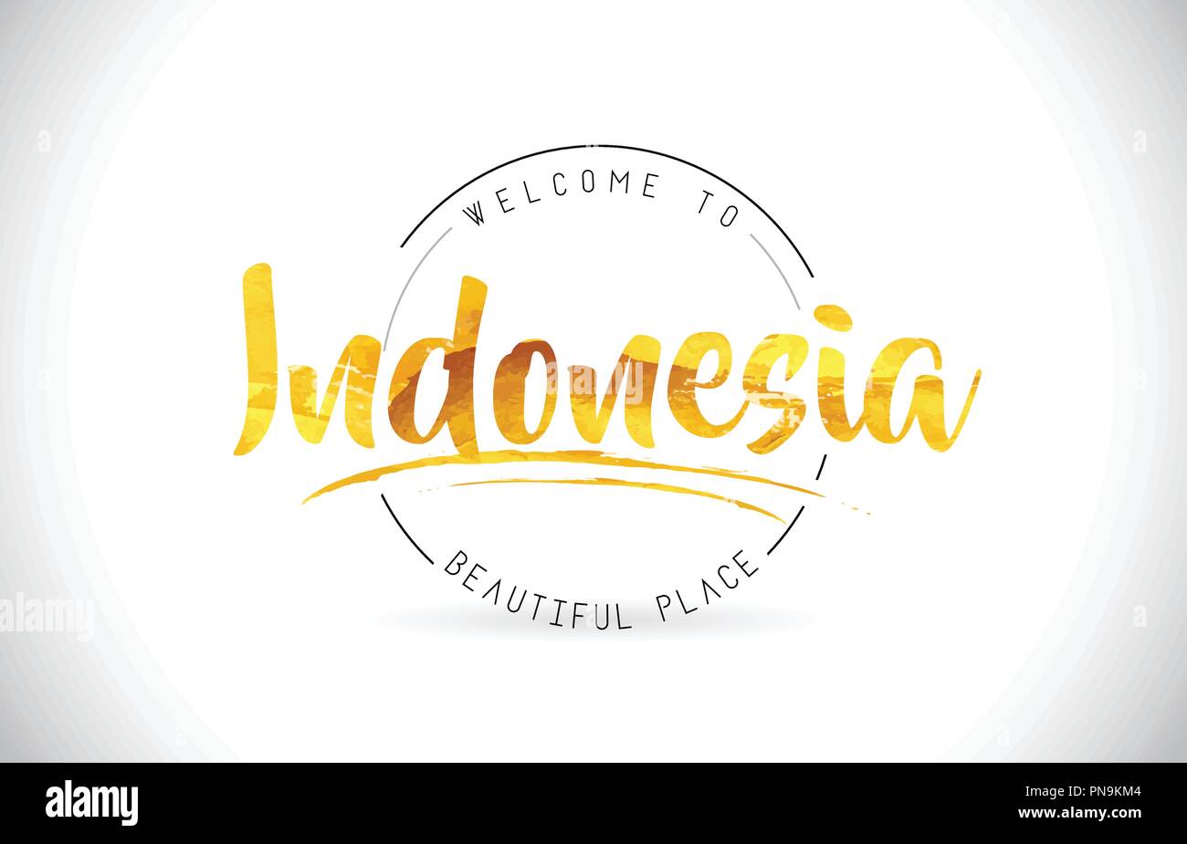 Indonesia Welcome To Word Text with Handwritten Font and Golden Texture ...