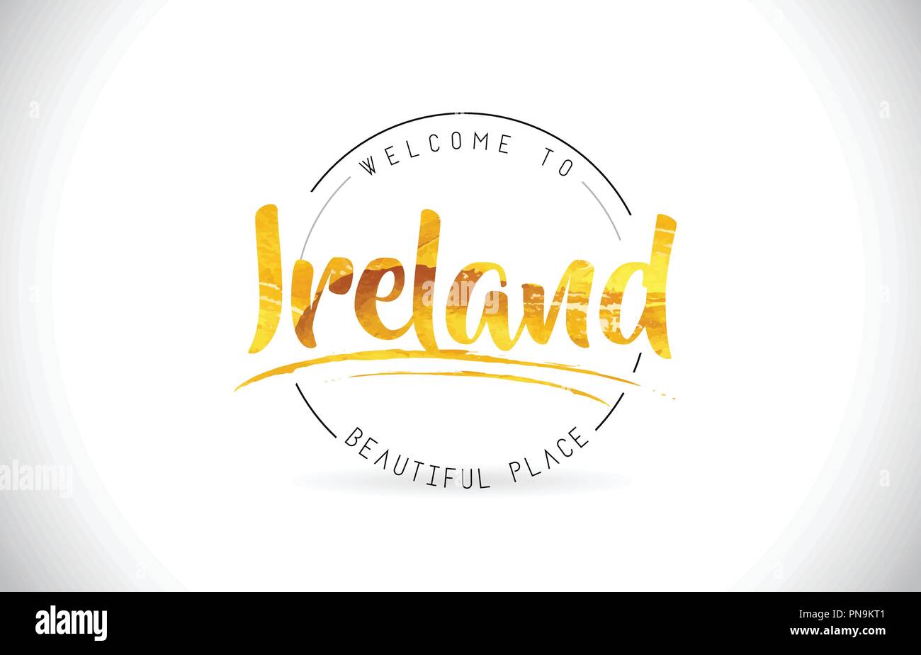 Ireland Welcome To Word Text with Handwritten Font and Golden Texture ...