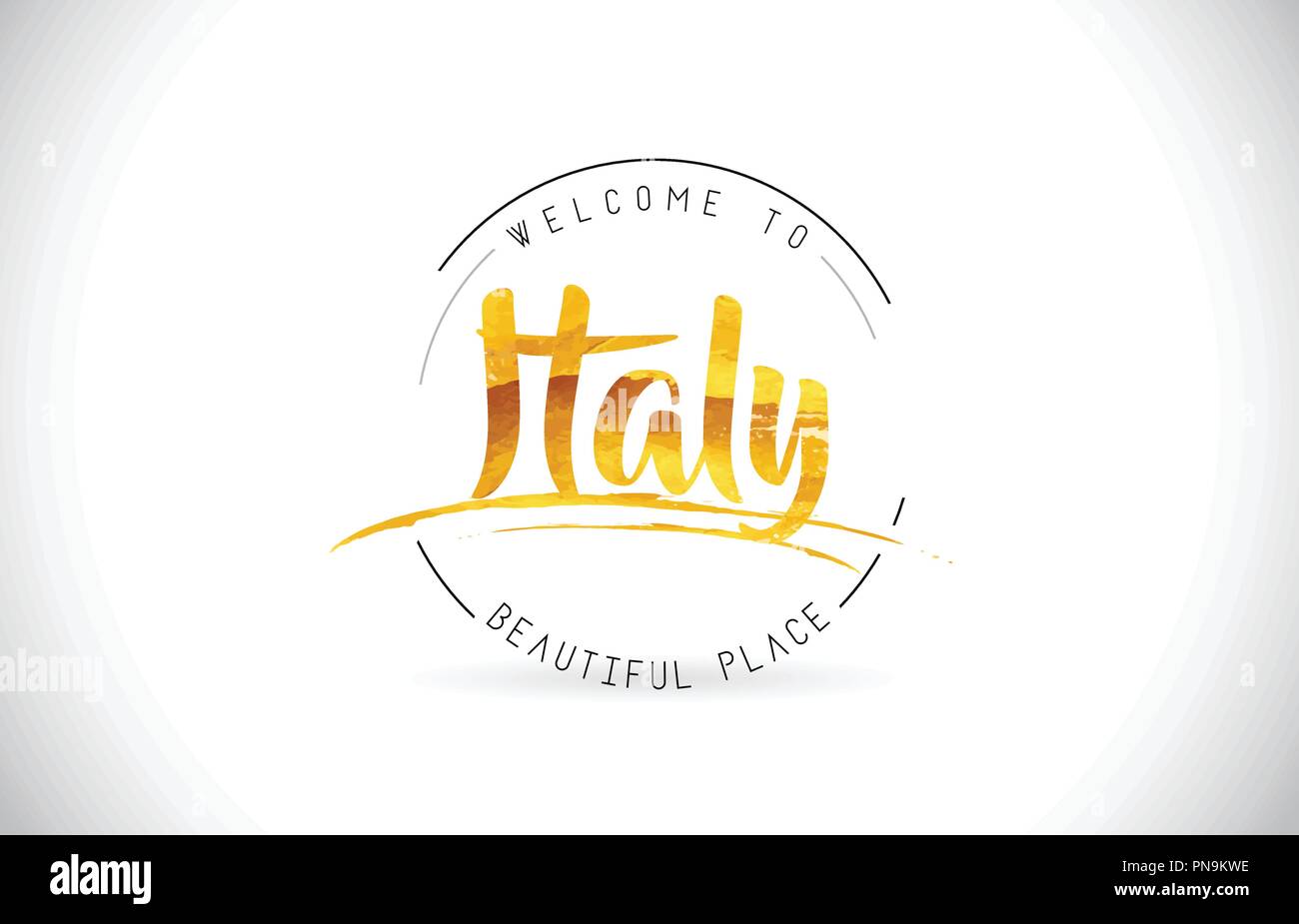Italy Welcome To Word Text with Handwritten Font and Golden Texture ...